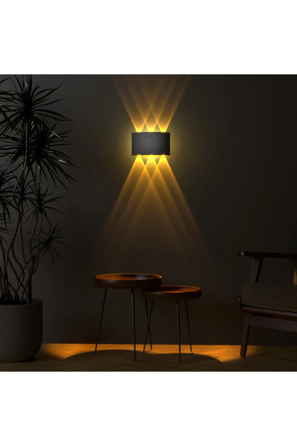 çift yönlü amber 3lü duvar aplik dekoratif diş mekan amber led ...